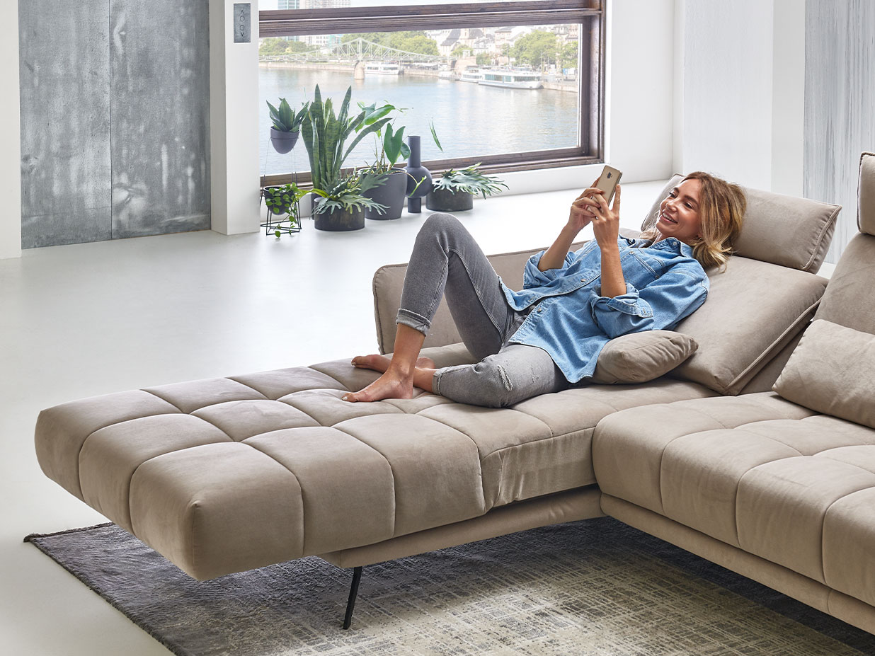 Sitz Concept smart 1065 Canape Large R Stoff Grau | MULTIPOLSTER