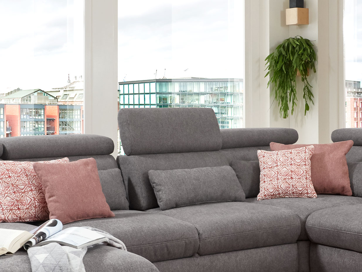 Memphis 3-Sitzer Sofa Leder Grau | MULTIPOLSTER